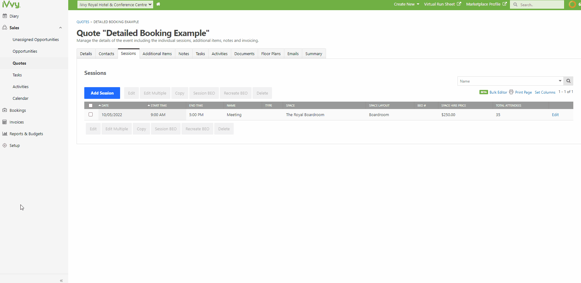 Creating a Detailed Booking